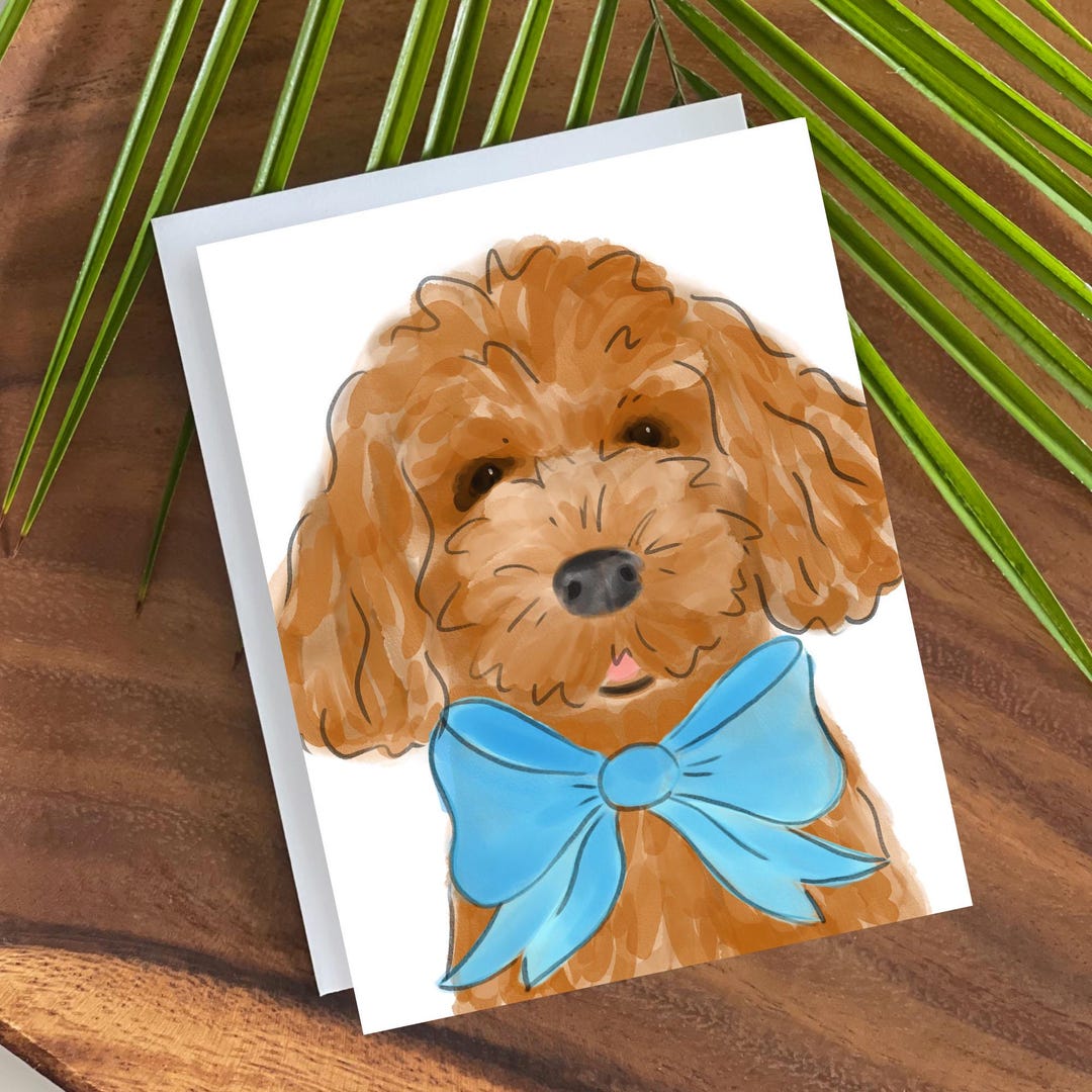 Labradoodle Card-goldendoodle Birthday-dog With Bows-dog Birthday ...