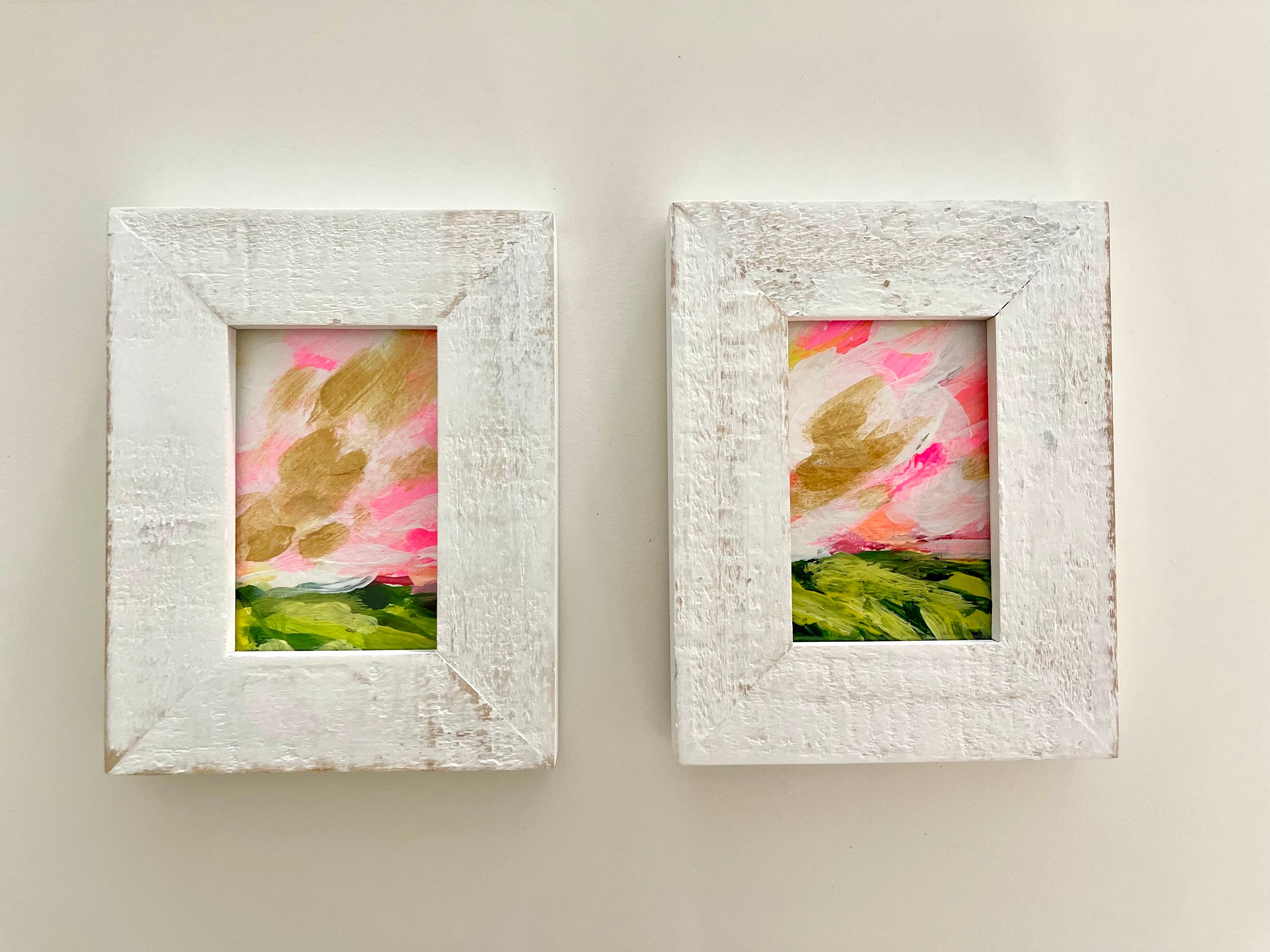 Framed Art - Mini Art - Mini Canvas - Pink Sky - Original Art - Tiny ...