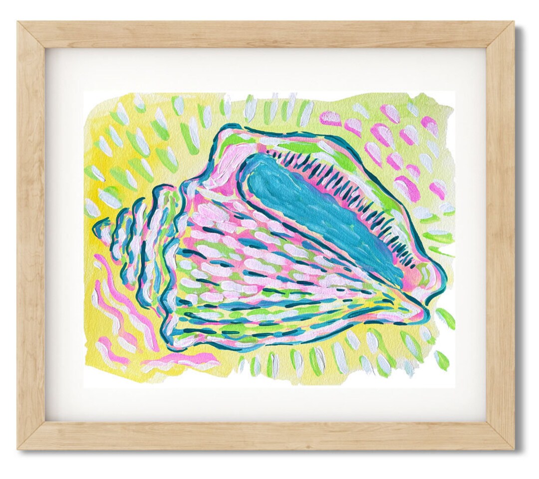Conch Shell Crustacean Queen Conch Beach Decor Watercolor Shells ...