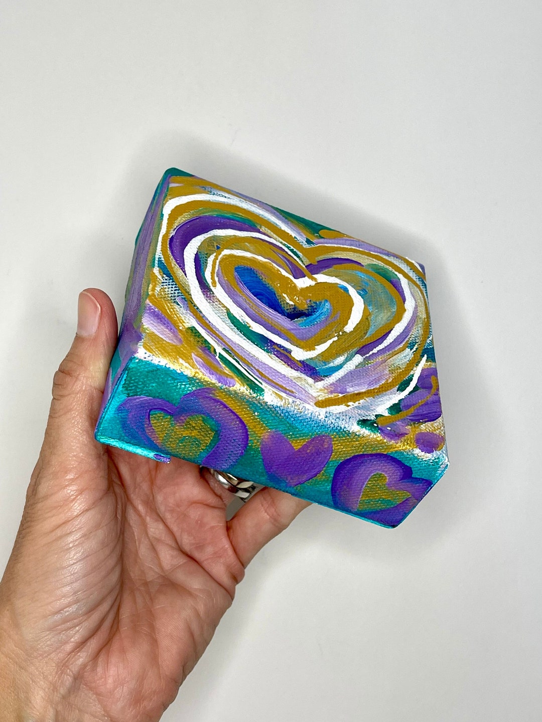 Abstract Heart Painting Mini Heart Canvas Valentine Heart Art Small ...