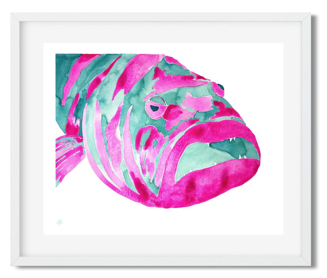 Watercolor Fish-ocean Art-fish Wall Art-grouper Fish-fish Art Print ...