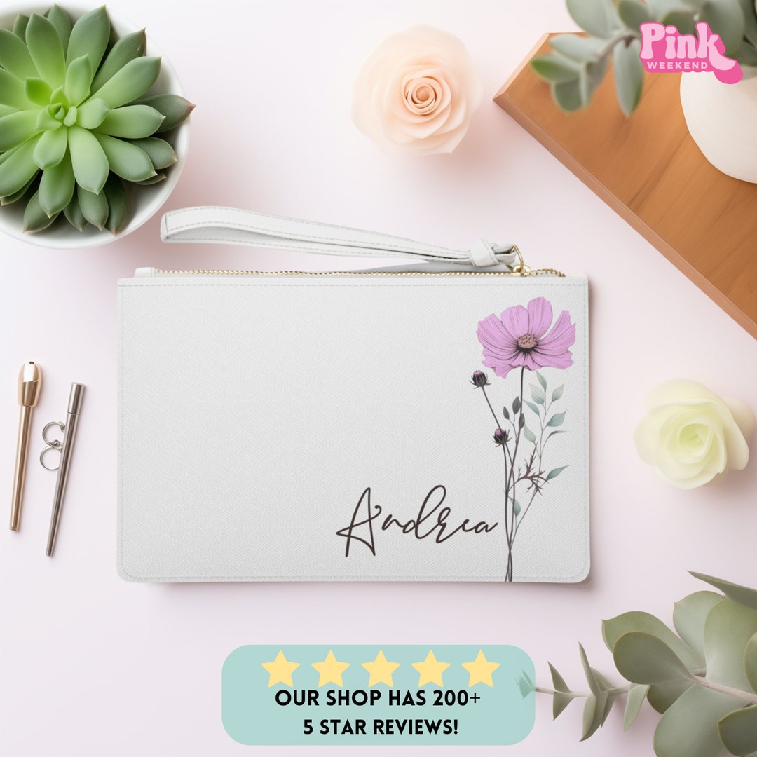 Beautiful Classy Bridesmaids Birth Flower Clutch Custom Wedding Gift ...