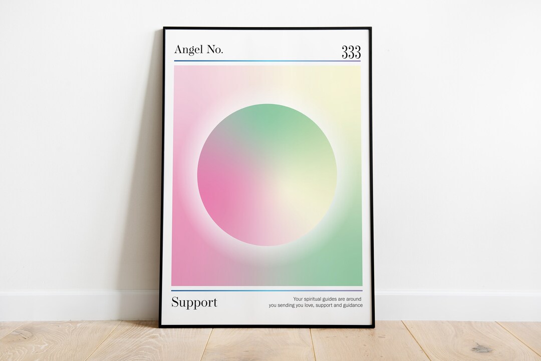 333 | 333 Angel Number Print, Trendy Wall Art, Gradient Angel Number ...
