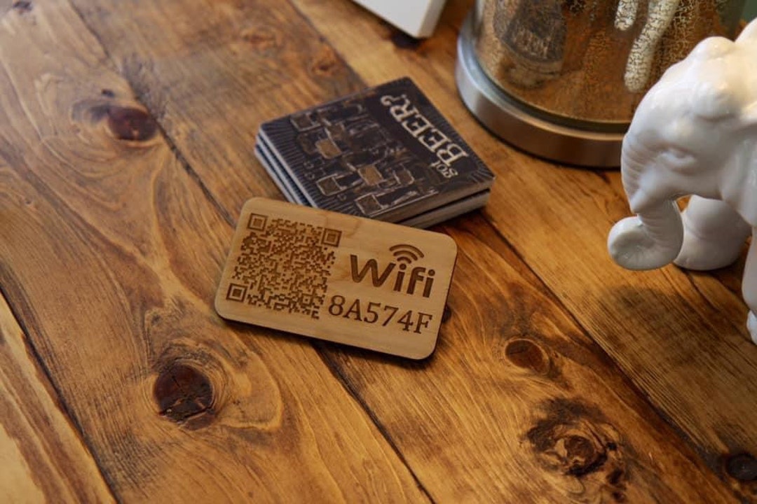 Laser Engraved Wooden Wifi QR Code Sign Personalized Network Password ...