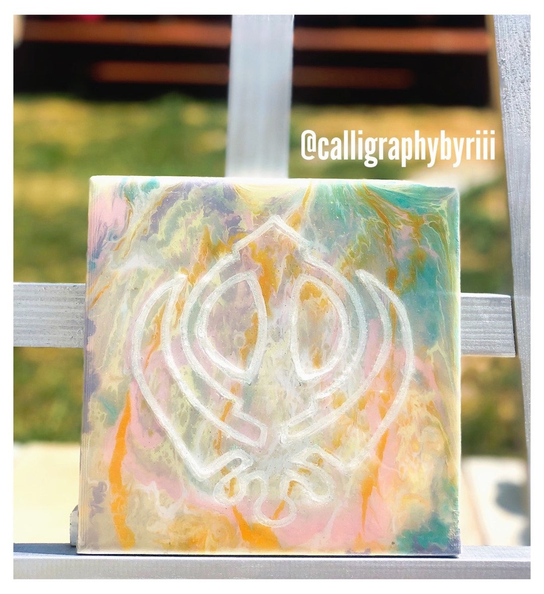 Sikh Khanda Symbol Handmade Acrylic Canvas Marble Effect - Etsy
