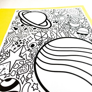 Hand-drawn Busy Space Coloring Page - Etsy