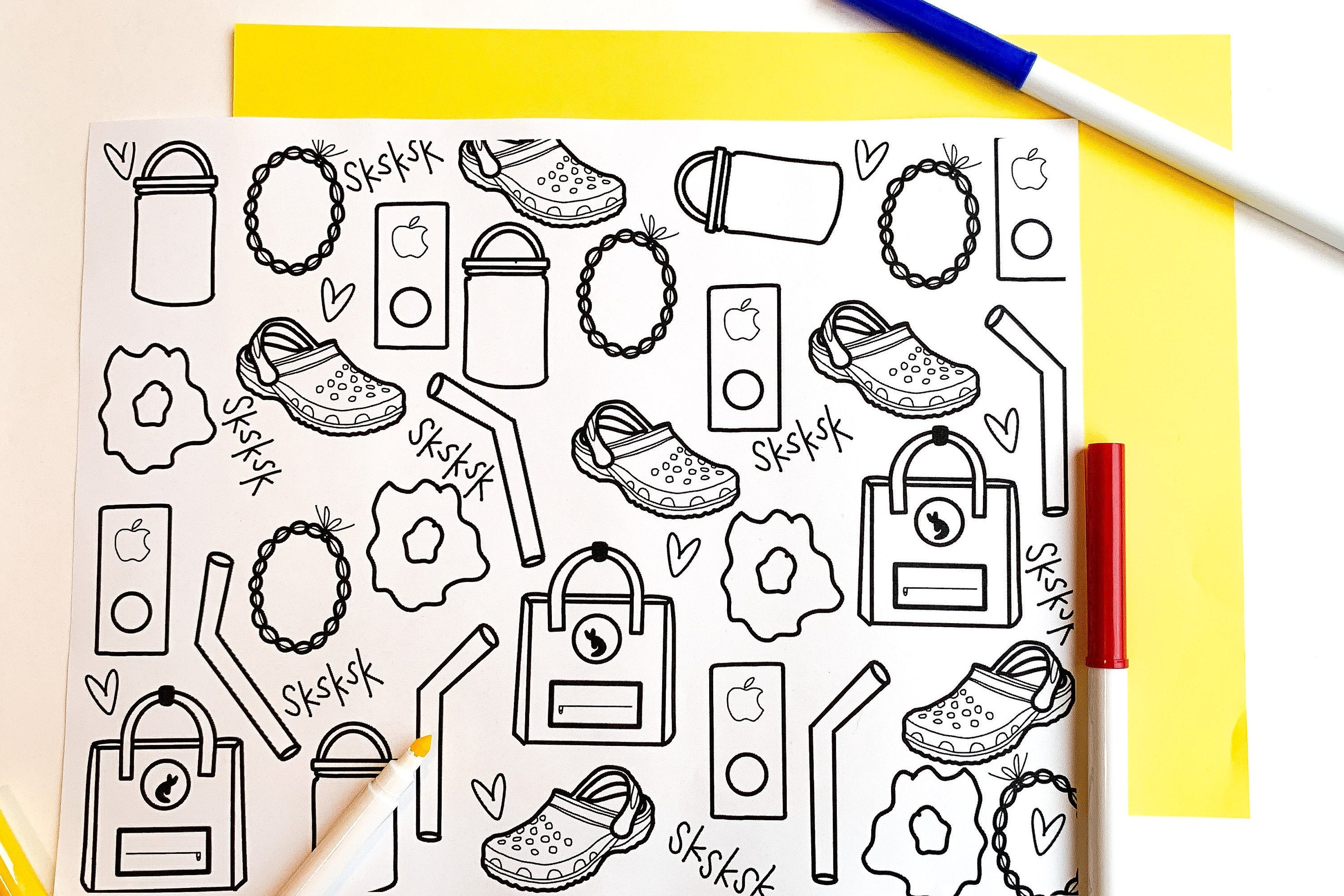 Hand Drawn VSCO Girl Coloring Page - Etsy