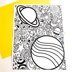 Hand-drawn Busy Space Coloring Page - Etsy