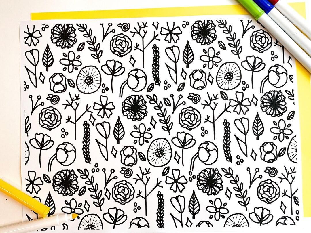 Hand Drawn Botanical Coloring Pages - Etsy