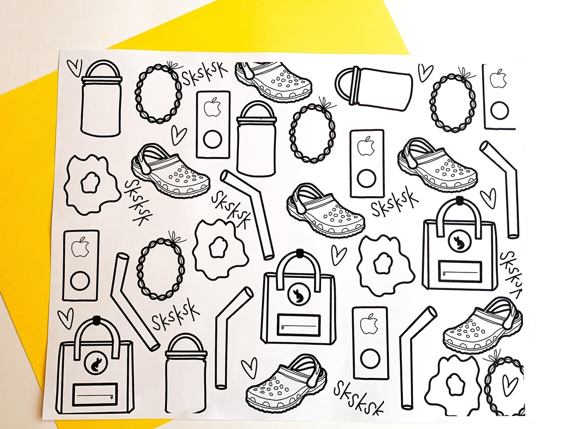 Hand Drawn VSCO Girl Coloring Page - Etsy