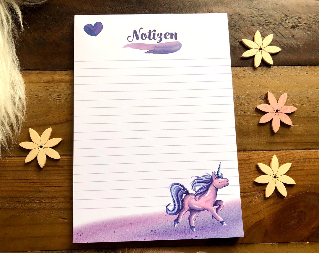 Pink Unicorn Notepad Lines as Tear-off Pad Din A5 With 50 Sheets ...