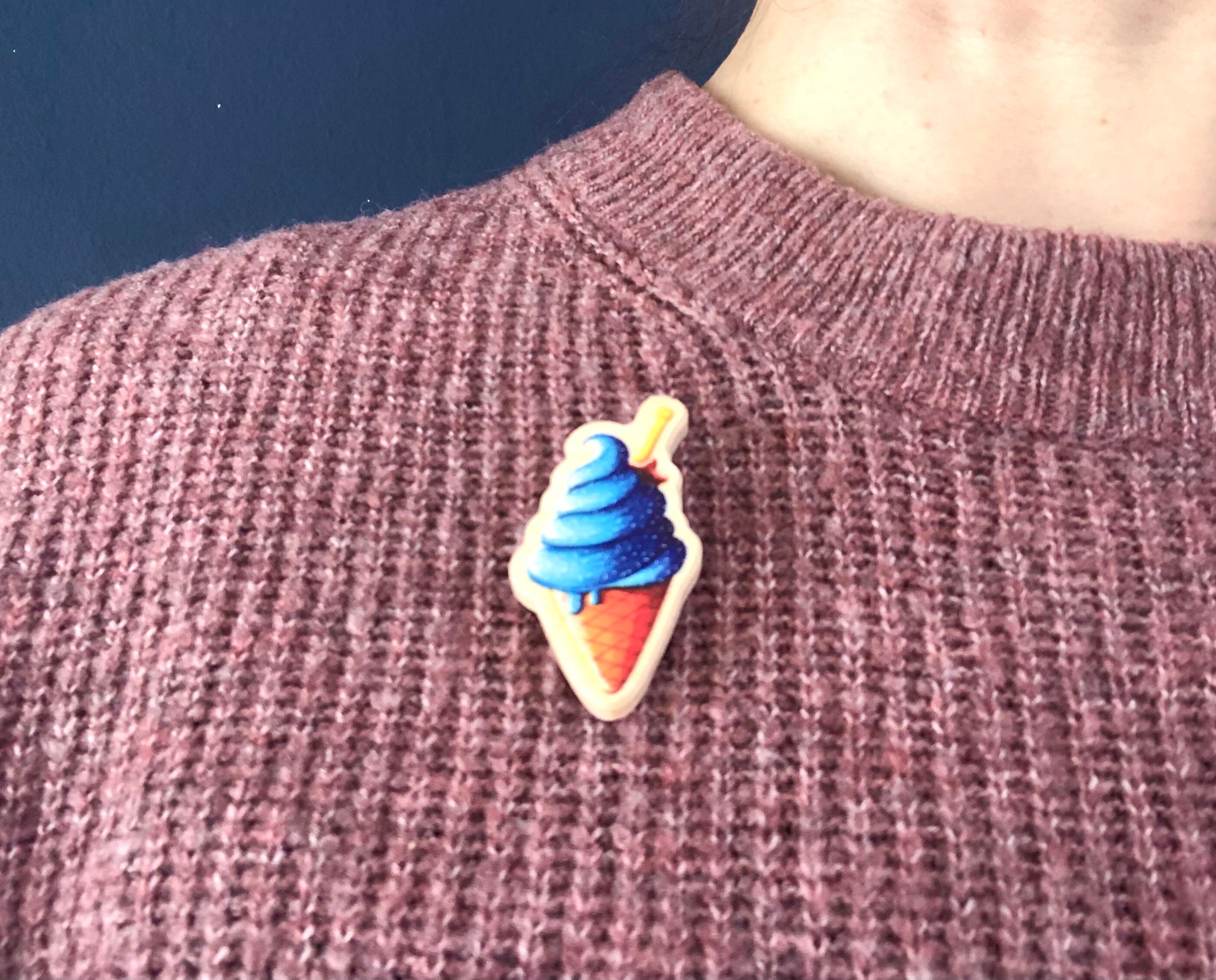 Cute Blue Soft Ice Pin Wooden Lapel Pin Ice Cream Button - Etsy