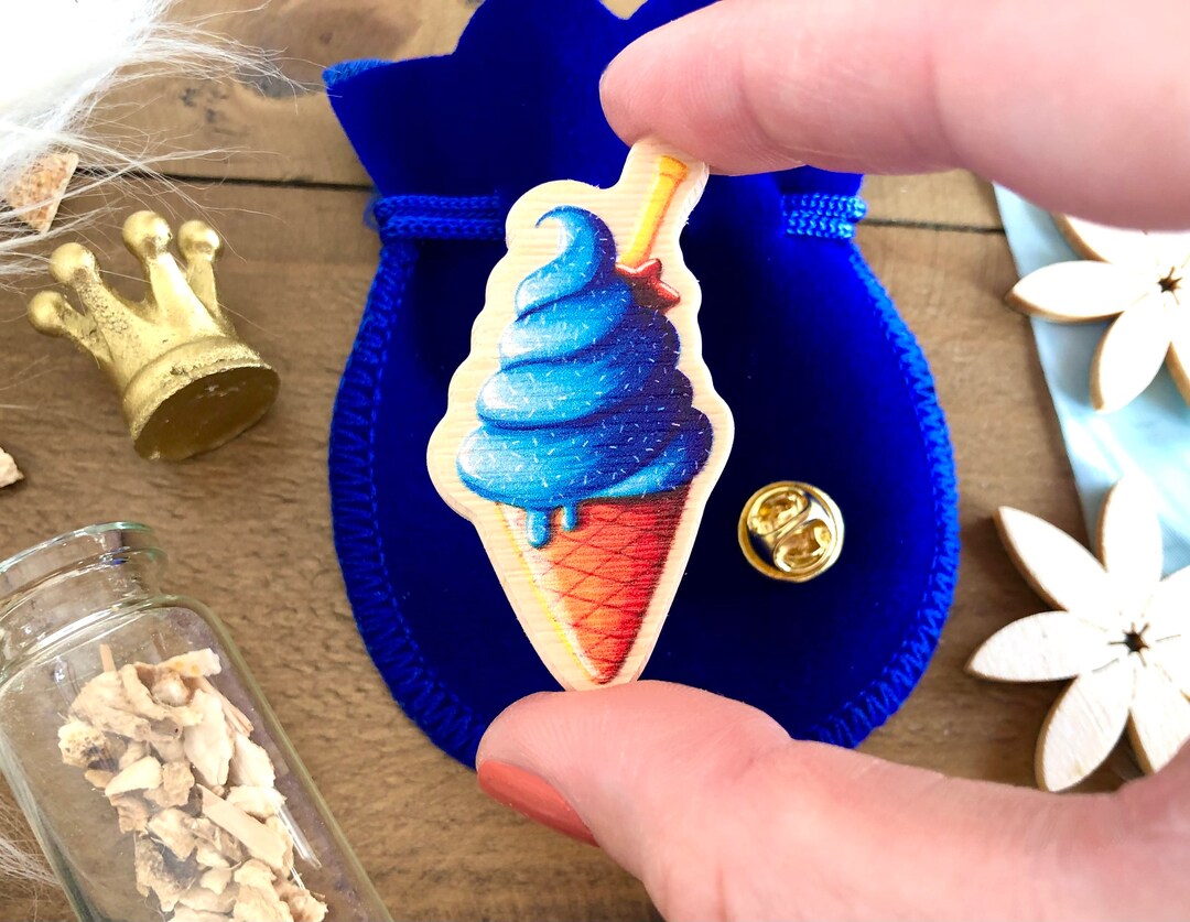 Cute Blue Soft Ice Pin Wooden Lapel Pin Ice Cream Button - Etsy