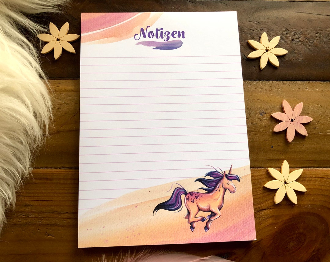 Lined Unicorn Notepad as Tear-off Pad Din A5 With 50 Sheets, Perfect ...