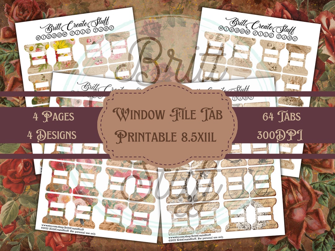 Window File Tabs, Printable, Divider Tabs, Index Tabs, Planner ...