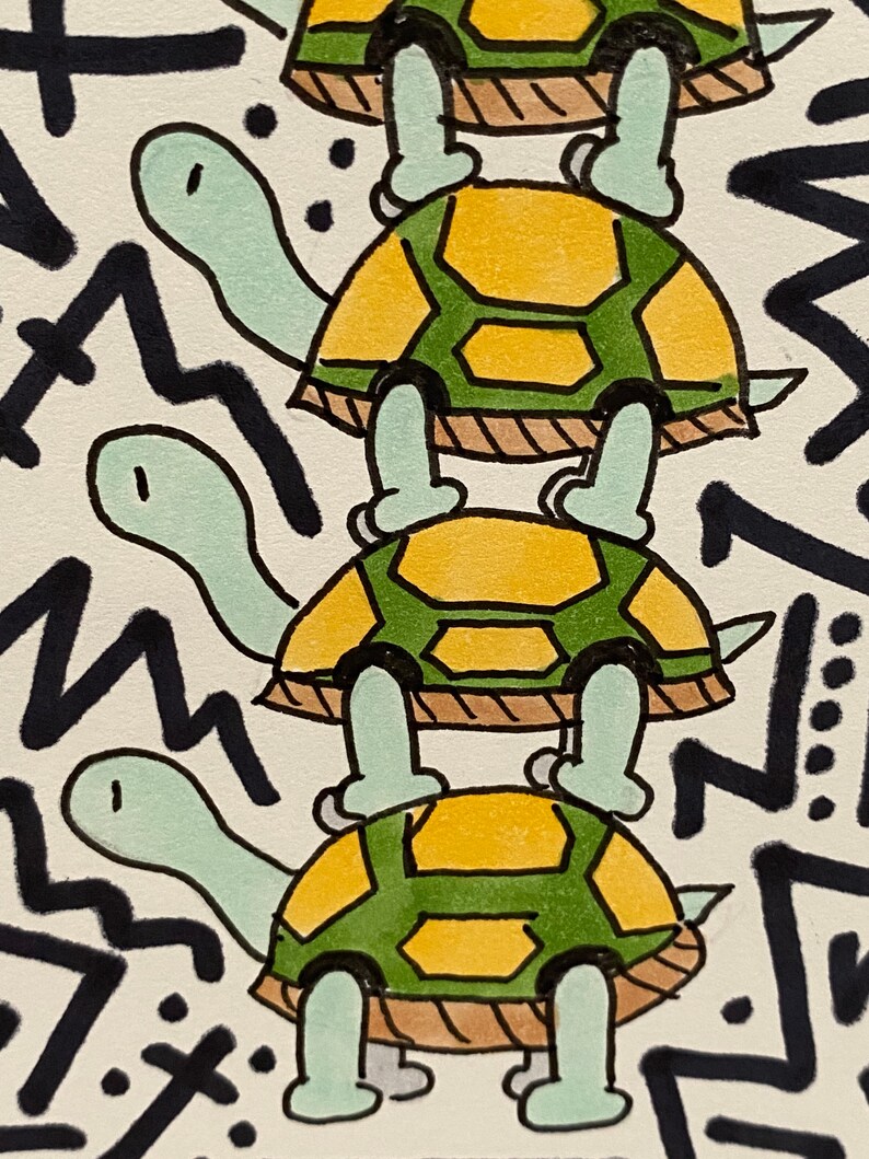 Turtle Artturtle Stackin Doodlecopic and Sharpie Marker Art | Etsy