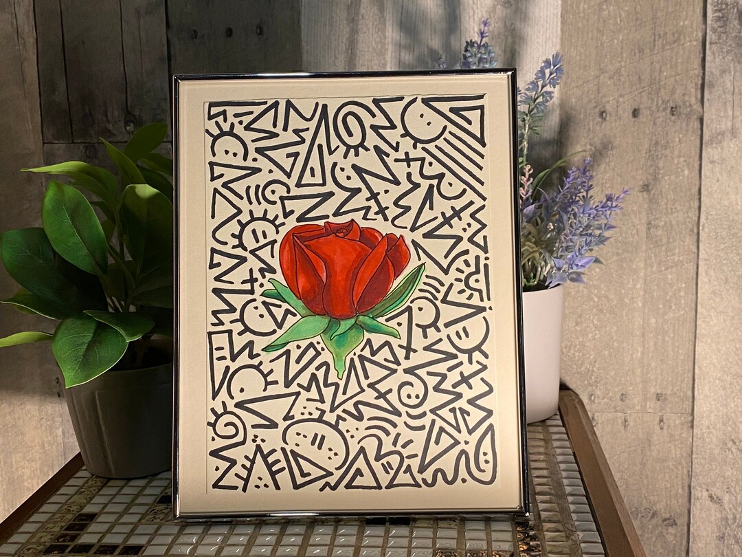 Rose Art—red Rose—floral Artwork—copic and Sharpie Marker—8”x6 ...