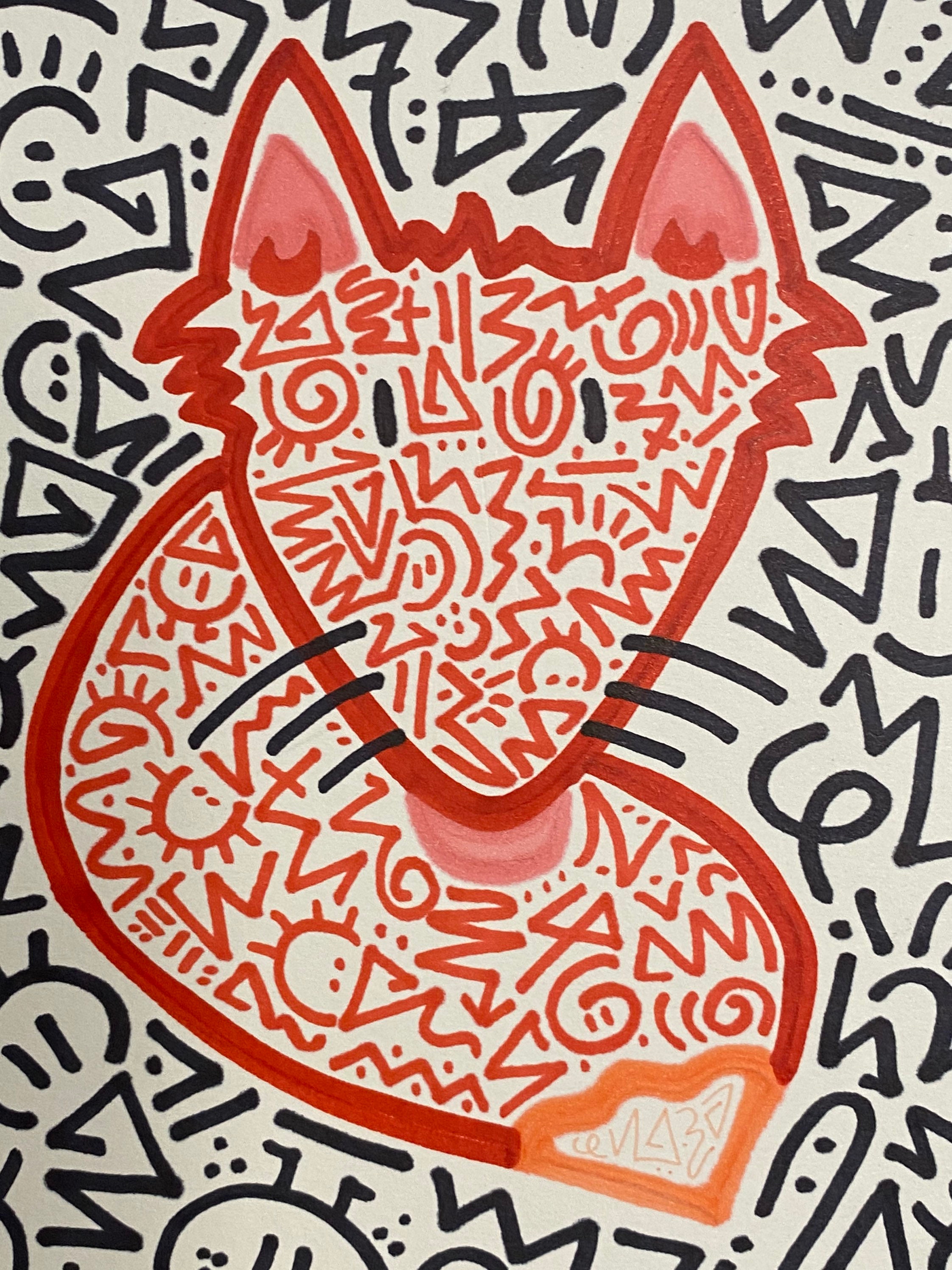 Fox Doodle 2sharpie Marker Art on Paperunframed - Etsy