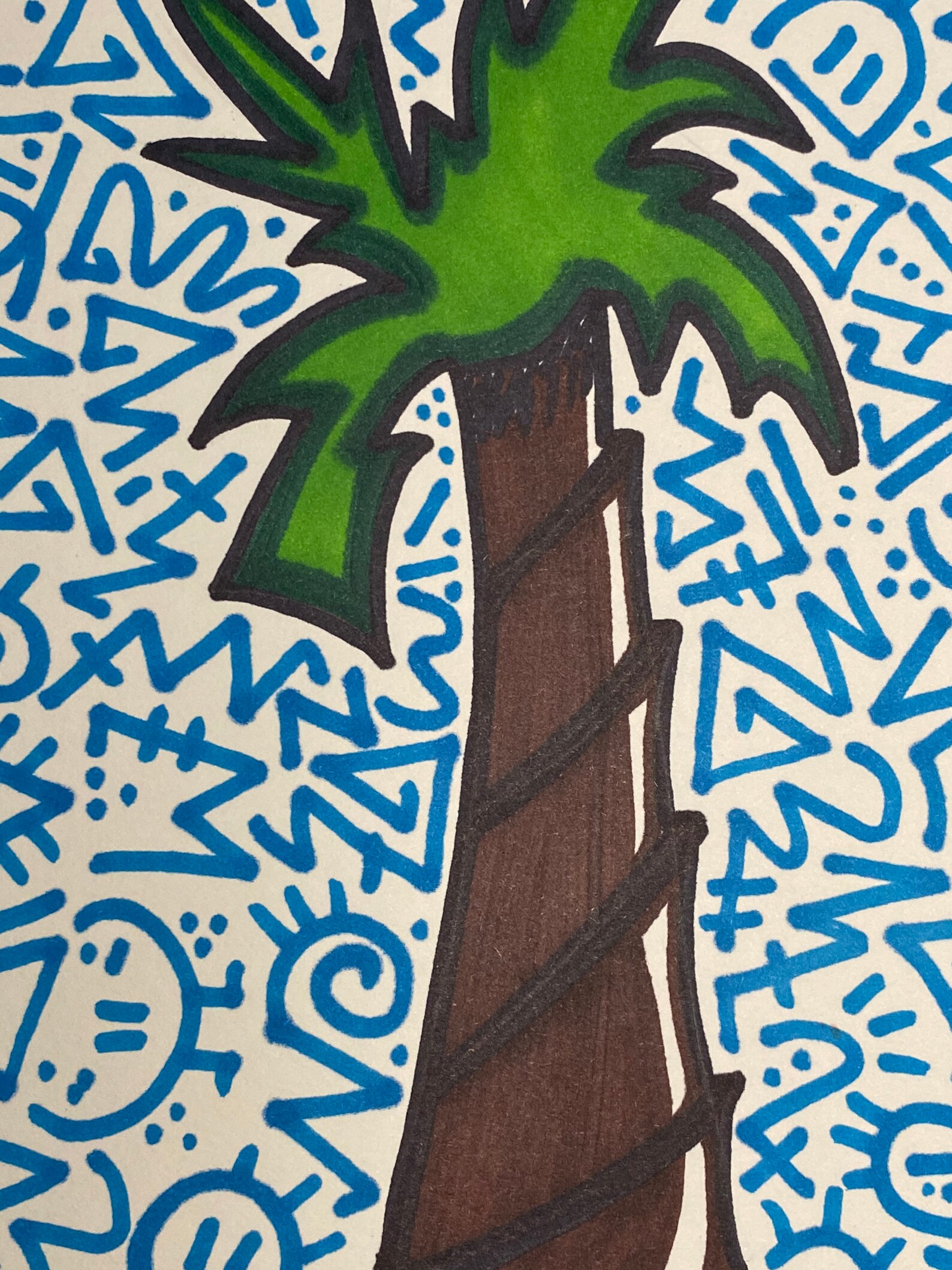 Palm Tree Doodle 4Sharpie Marker Art on PaperUnframed | Etsy