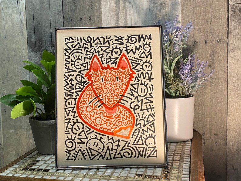 Fox Doodle 2sharpie Marker Art on Paperunframed - Etsy