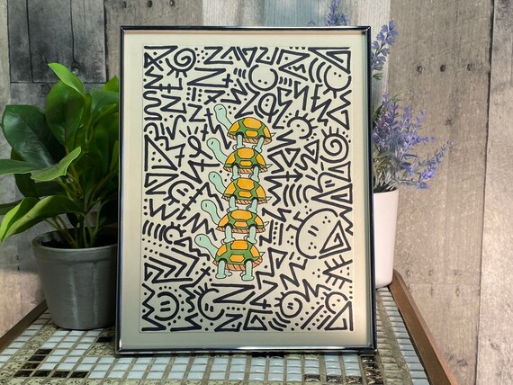 Turtle Artturtle Stackin Doodlecopic and Sharpie Marker Art | Etsy