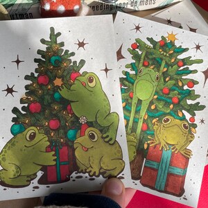 BUNDLE Frogmas Cards | Recycled Paper Postcard | Frog Themed Christmas ...