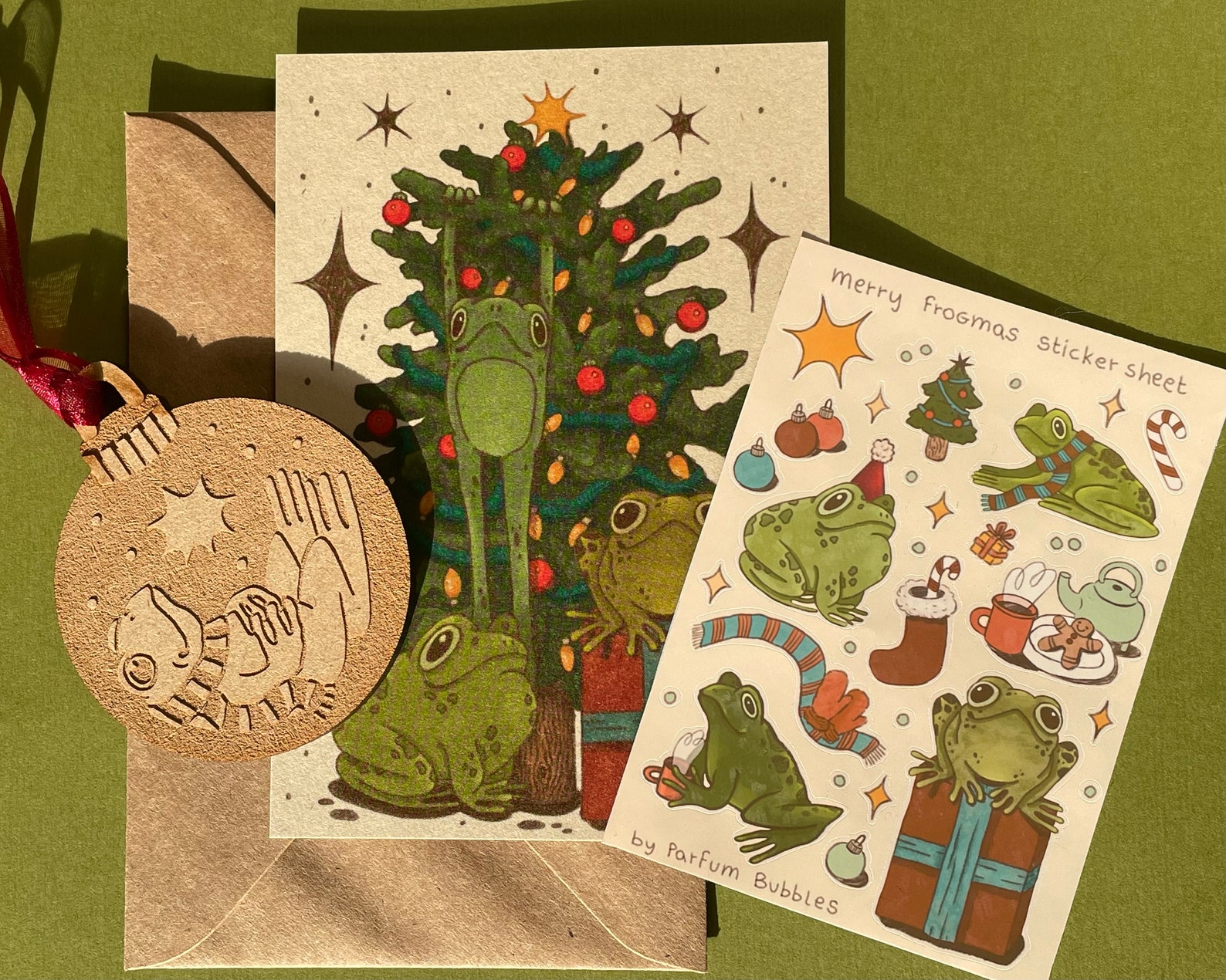 Frogmas Card | Recycled Paper Postcard | Frog Themed Christmas Card - Etsy