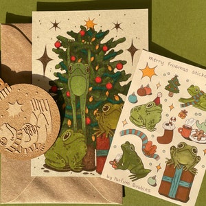 Frogmas Card | Recycled Paper Postcard | Frog Themed Christmas Card - Etsy