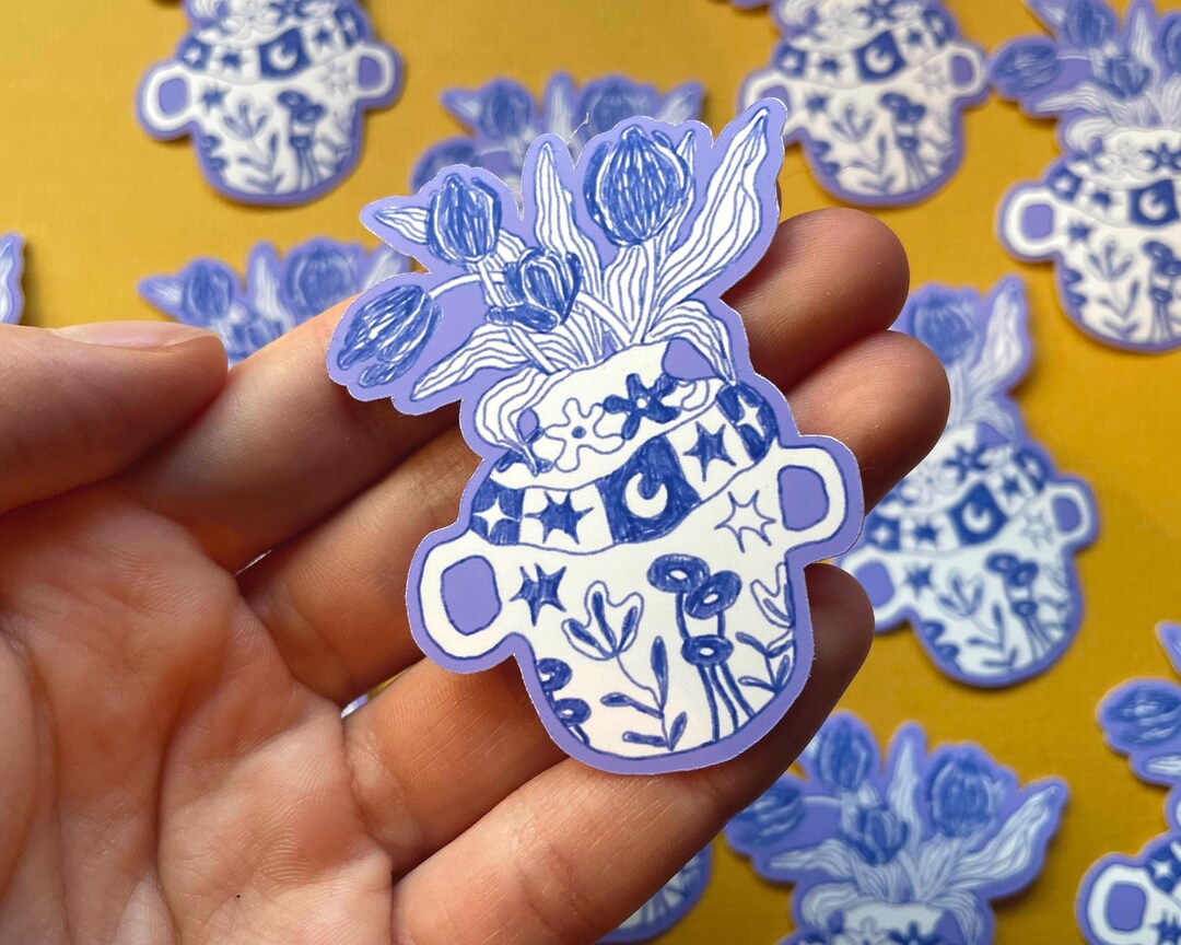 Flower Vase Sticker | Vinyl Sticker | Semi-waterproof - Etsy