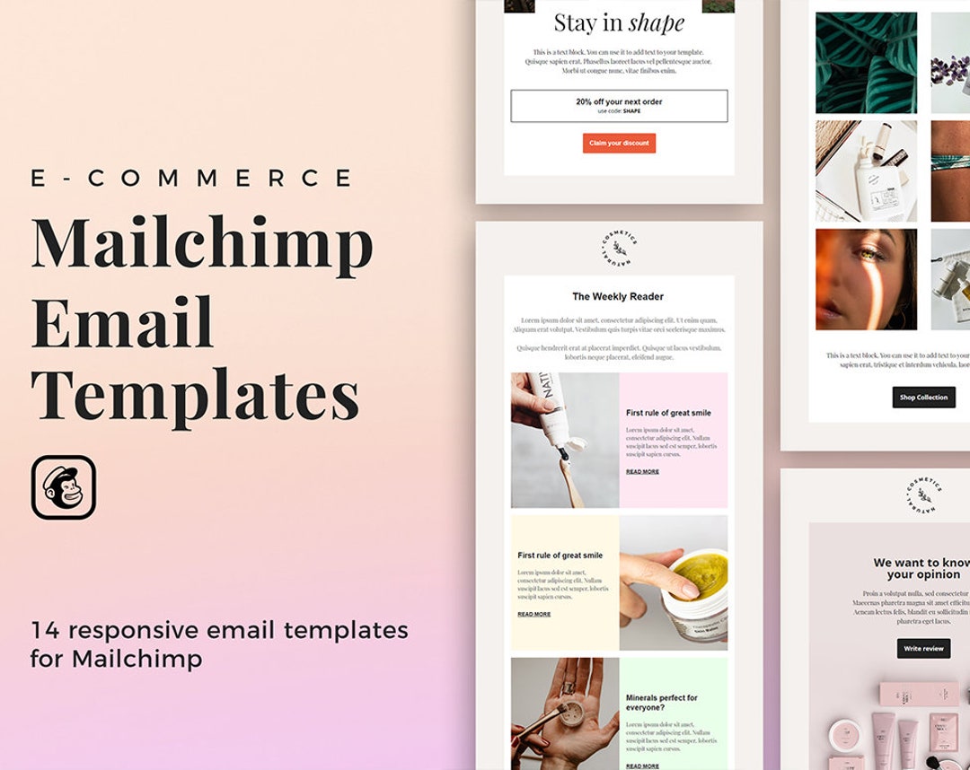 14 Email Templates • Mailchimp • Easy to Edit • for E-commerce - Etsy