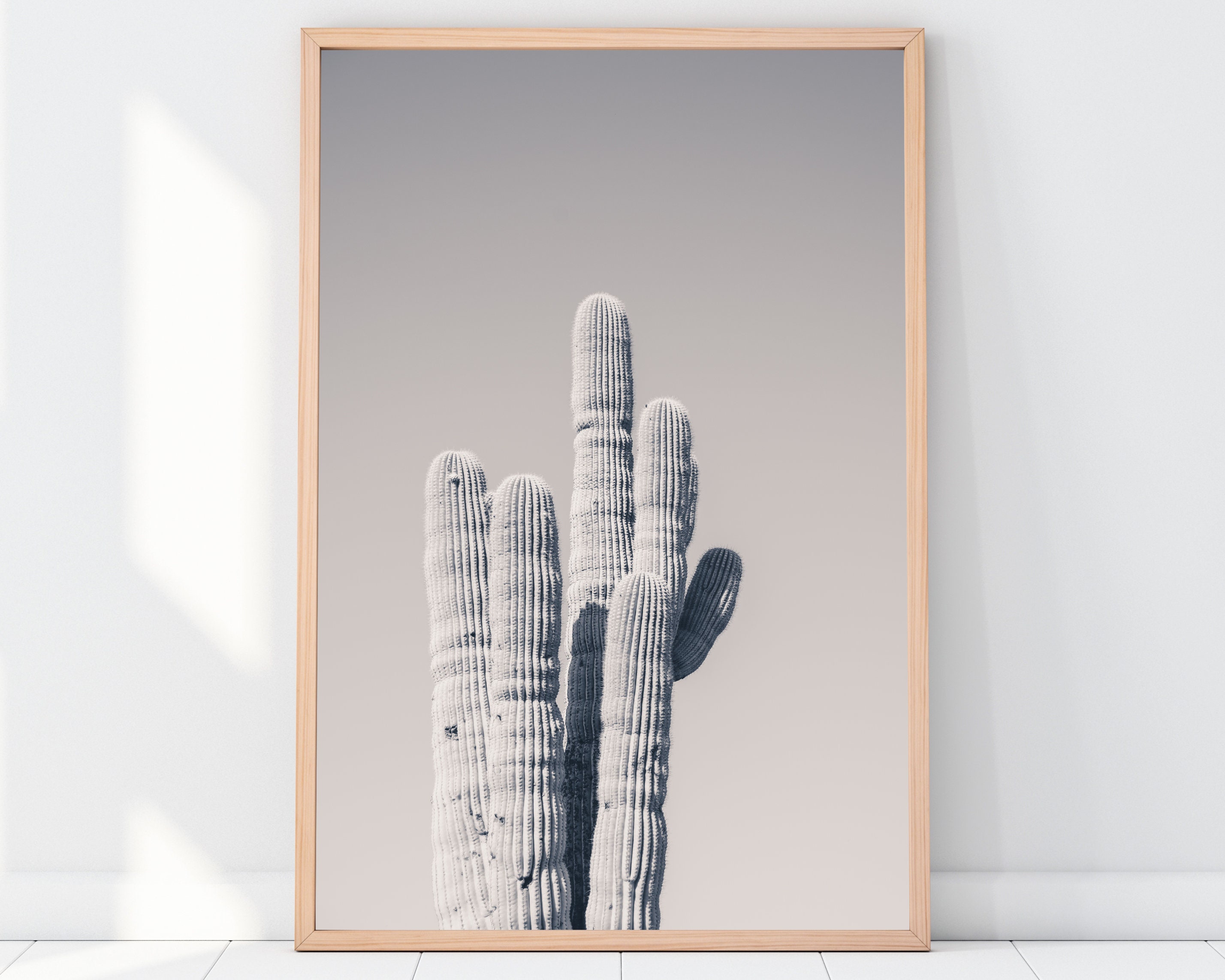 Arizona Desert Print, Desert Landscape, Black and White Saguero Cactus ...