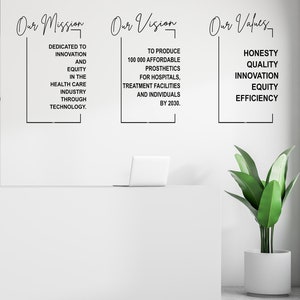 Custom Business Statement Office Wall Decals | Set of 3 ( Our Mission ...