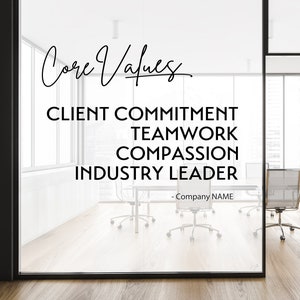 Core Values - up to 4 Values + Company Name - Core Values Wall Decals ...
