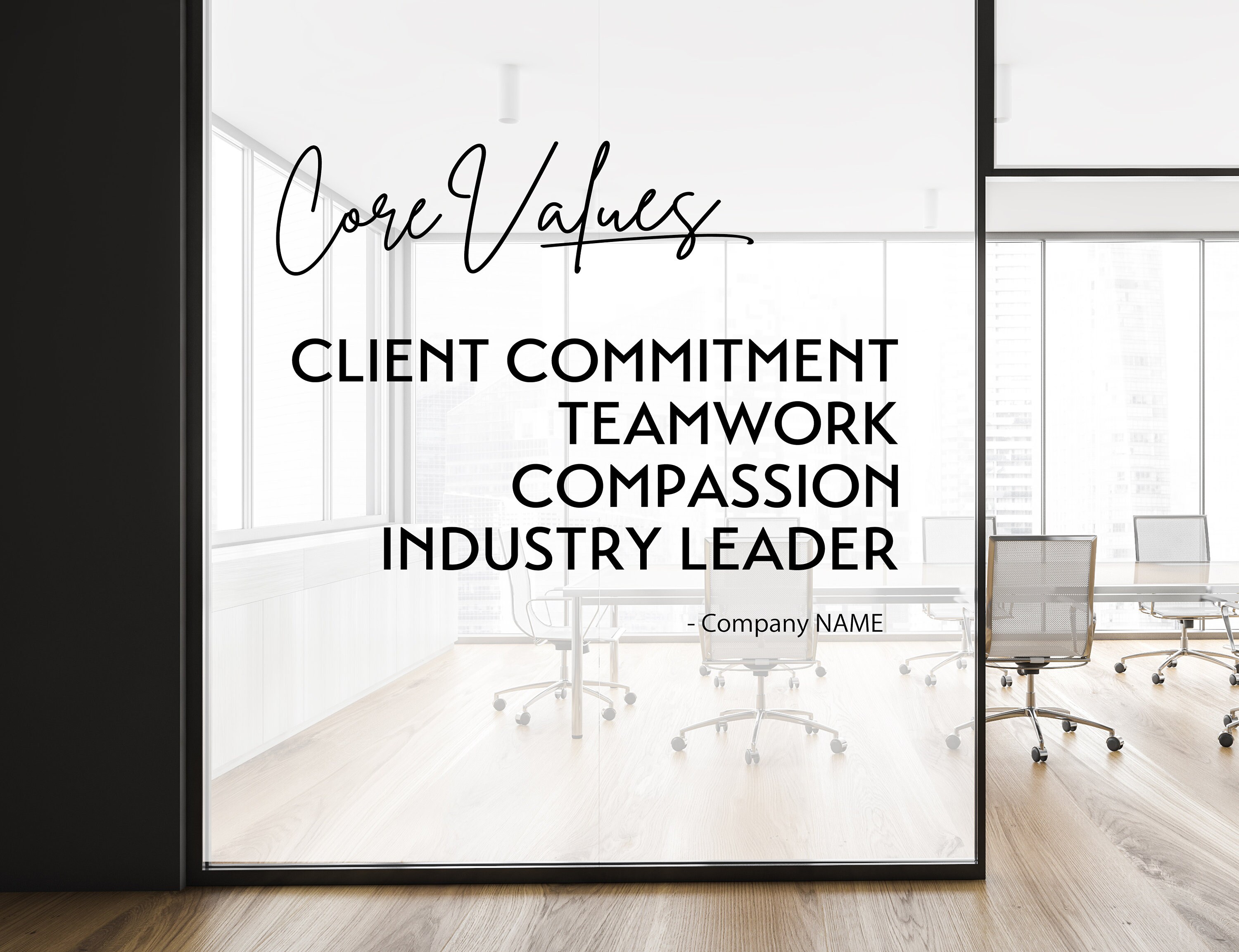 Core Values - up to 4 Values + Company Name - Core Values Wall Decals ...