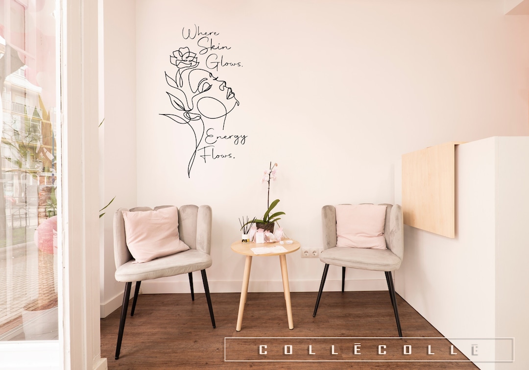 Where Skin Glows Energy Flows Girl Line Art Decal - Spa Wall Decals ...