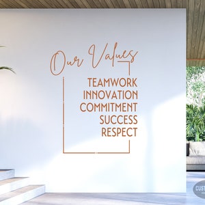 Our Values Custom Wall Decal Select 5 Words - Personalized Office Wall ...