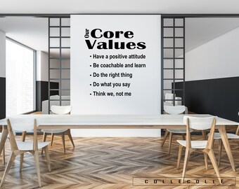 Customizable Company Values Large Wall Decal Our Values Select 5 Words ...