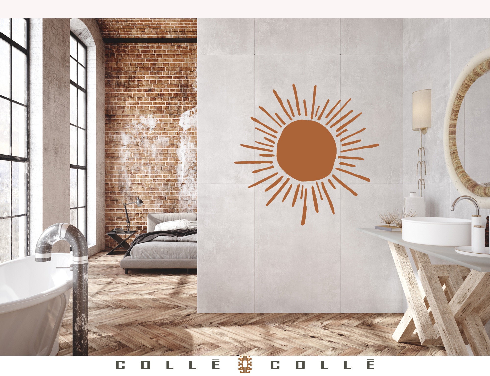 Sunshine Wall Decal Nature Wall Art Hand Drawn Sun Boho - Etsy