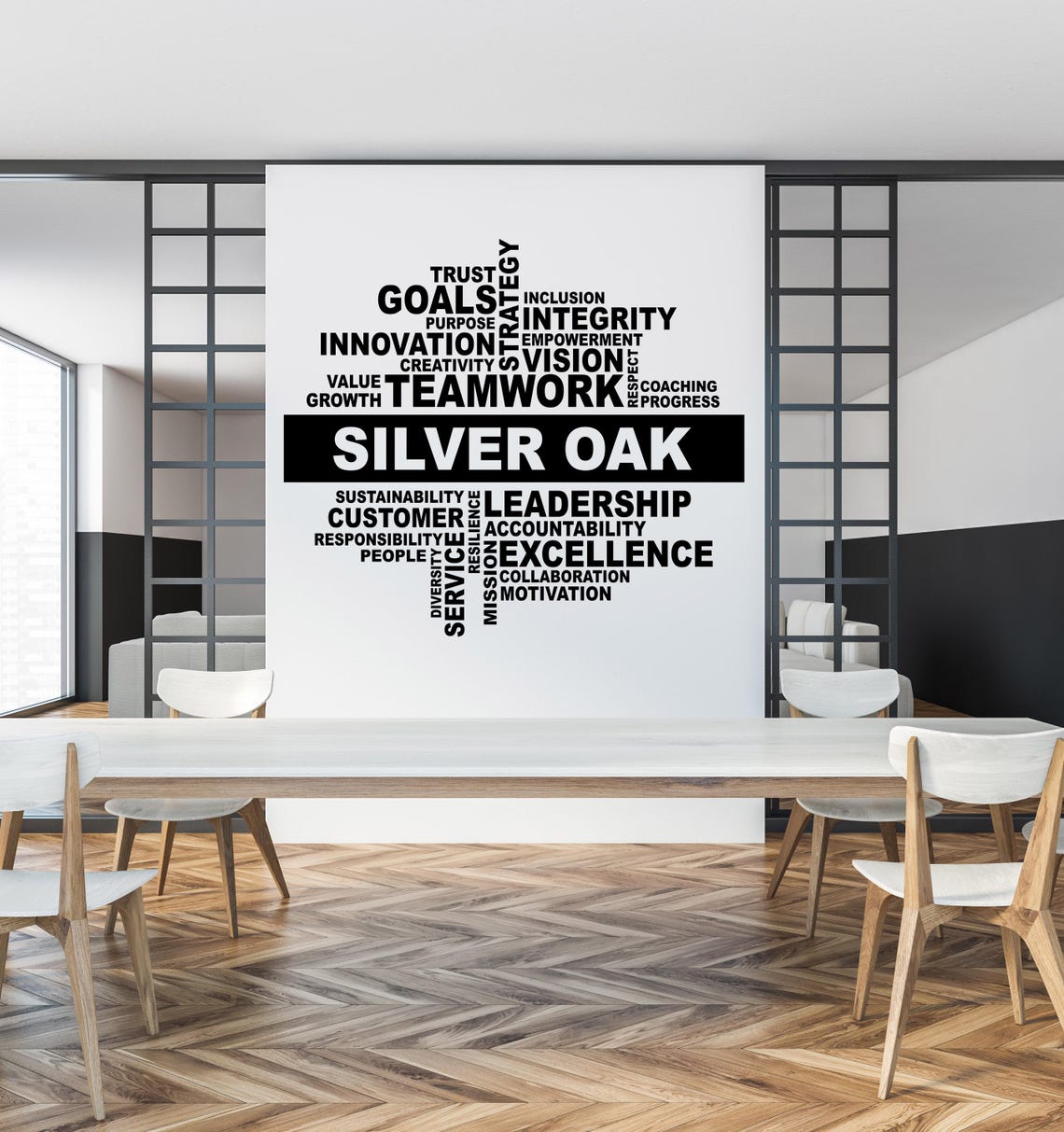 Personalized Company Name Cloud Wall Decal | Office Core Values Sign ...