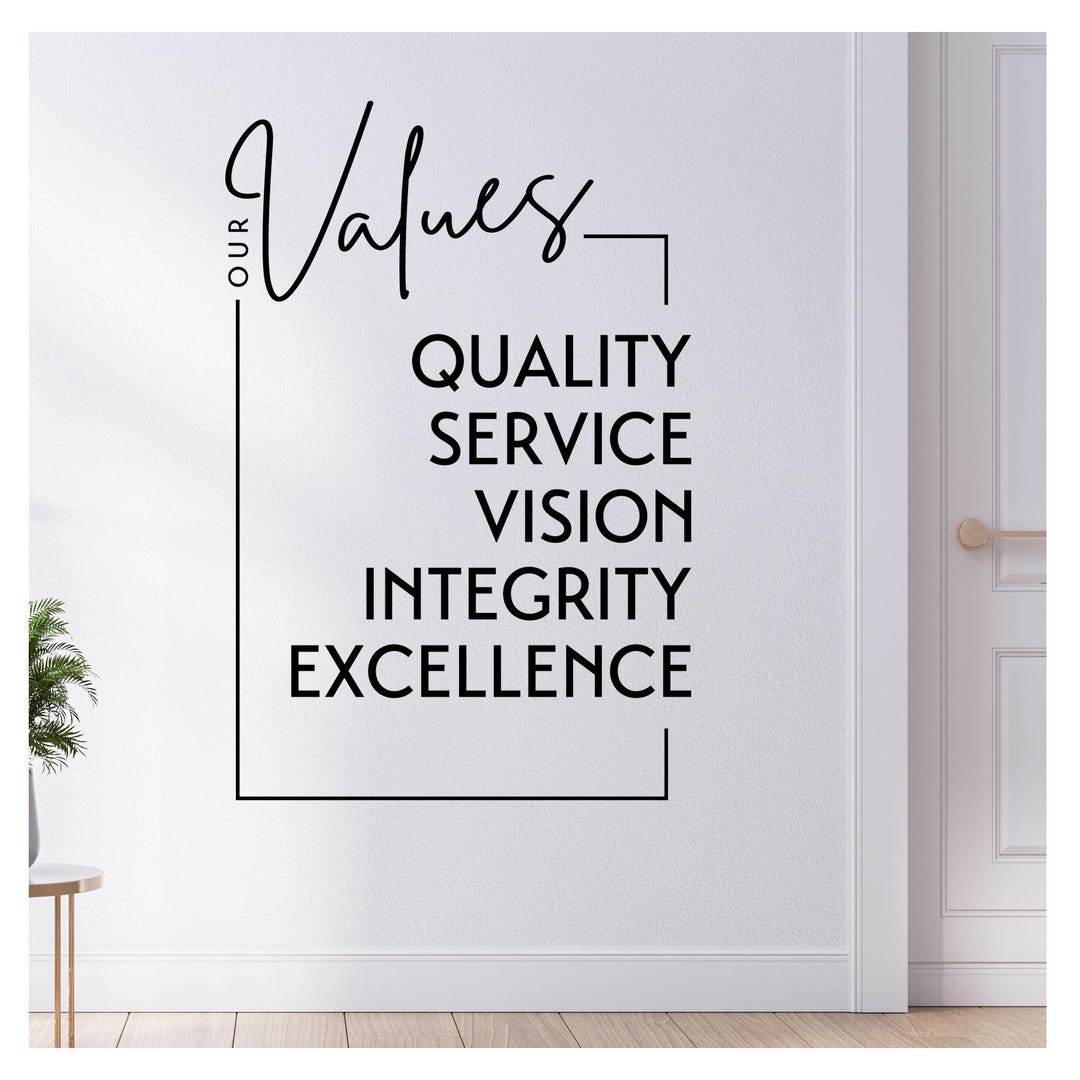 Custom Company Values Wall Decal – Choose 5 Words – Personalized Office ...