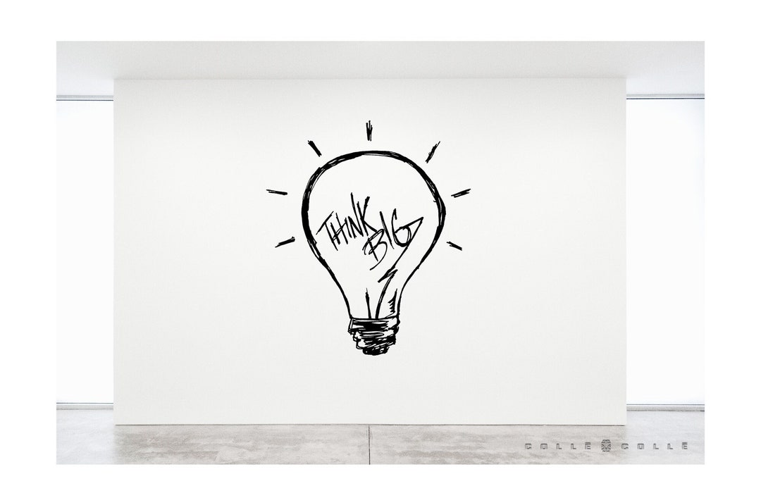 THINK BIG Wall Decal - Light Bulb Office Wall Vinyl Sticker - Office ...