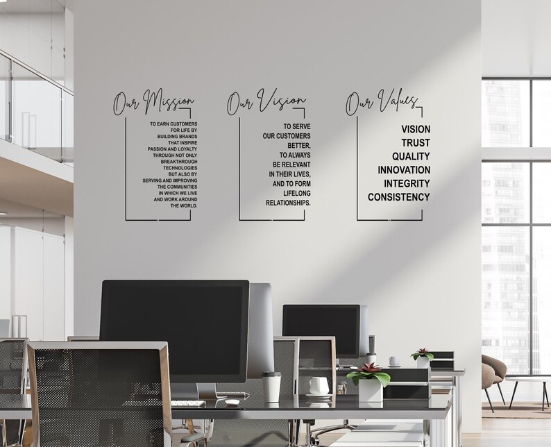 Mission Vision Values Wall Decal Set – Custom Business Statement ...