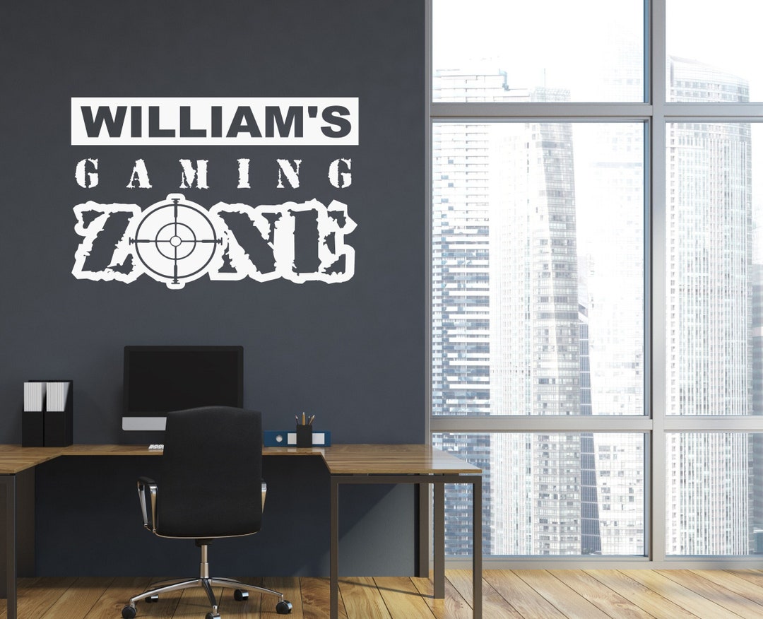 Gaming Zone CUSTOM NAME Wall Decal - Custom Game Room Sticker ...
