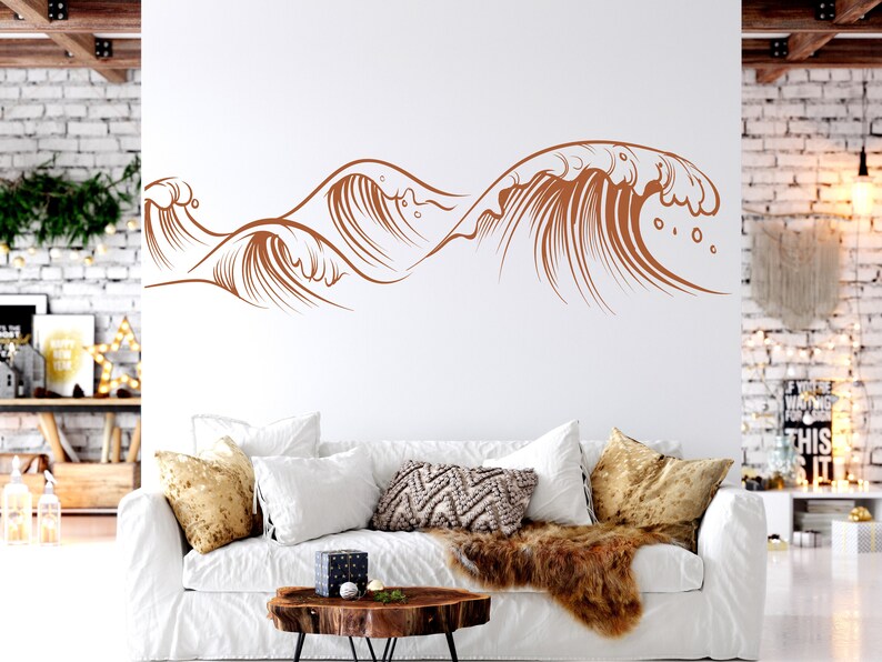 Waves Wall Decal - Ocean Waves Wall Art - Ocean Surf Decor - Surfboard ...