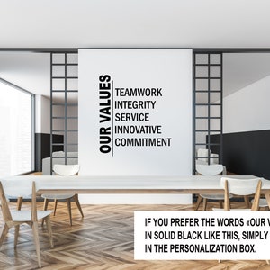 Customizable Company Values Large Wall Decal - Our Values Select 5 ...