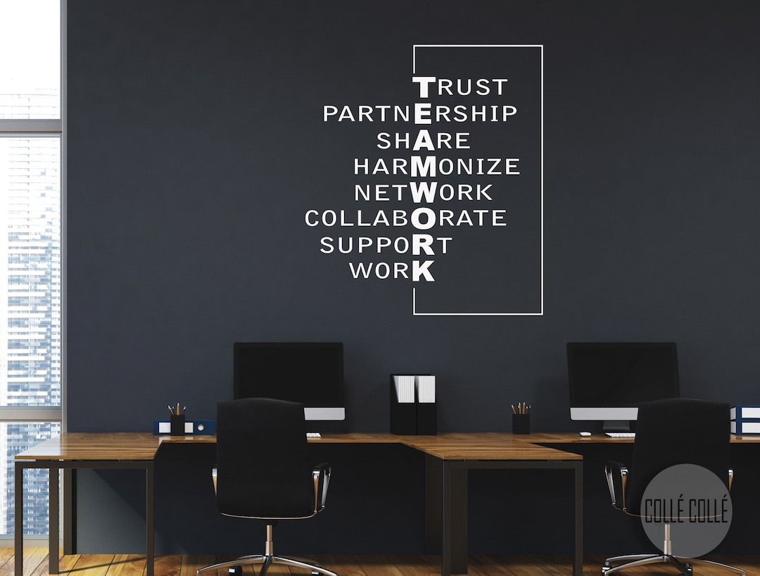 TEAMWORK Wall Decal - Teamwork Framed Office Wall Art - Team Work ...