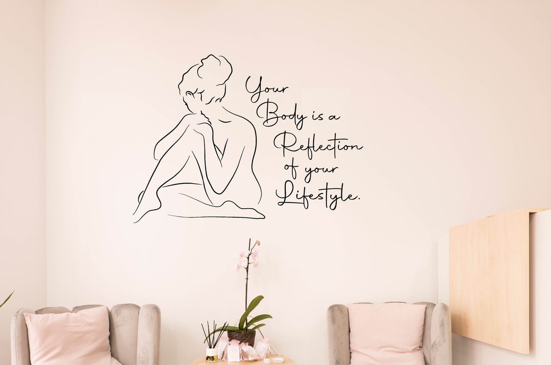 Inspirational Selfcare Woman Body Line Art Decal - Fitness Spa Wall ...