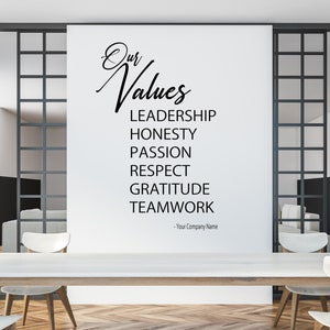 Our Values Customizable Wall Decal - Select 6 Words and Your Business ...