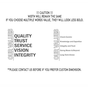 Customizable Company Values Large Wall Decal - Our Values Select 5 ...