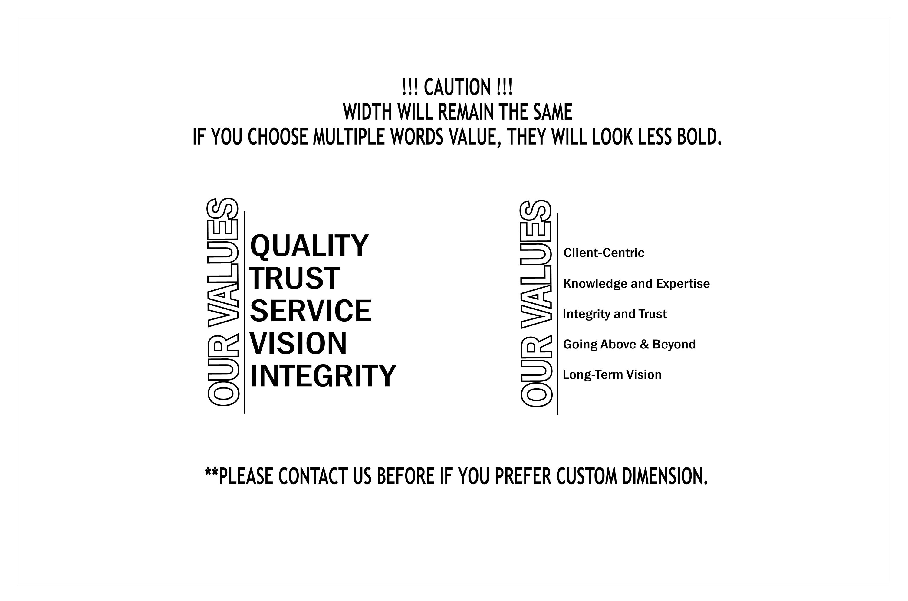 Customizable Company Values Large Wall Decal - Our Values Select 5 ...